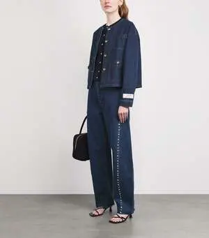 Sandro Crest-button Denim Jacket - Blue