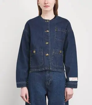 Sandro Crest-button Denim Jacket - Blue
