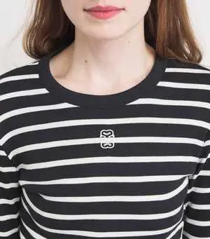 Sandro Cotton Stripe Cropped Top - Blue