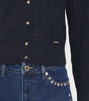 Sandro Cropped Openwork Cardigan