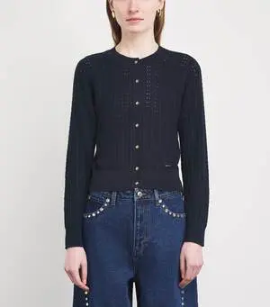Sandro Cropped Openwork Cardigan