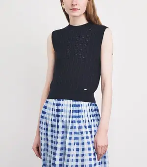 Sandro Open-knit Mock Neck Tank Top