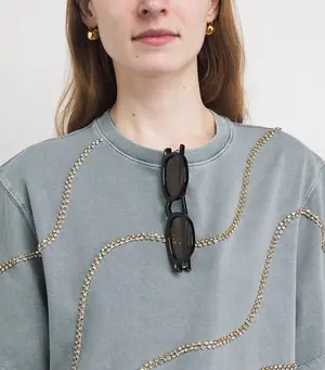 Sandro Cotton T-shirt With Rhinestone Embellishments