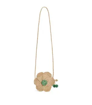 Bonpoint Raffia Jordanie Flower Shoulder Bag - Neutral