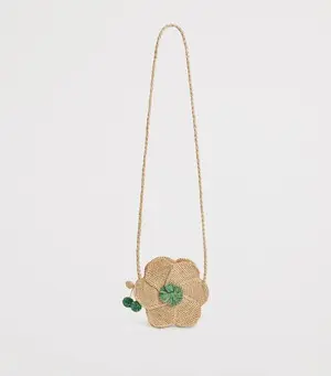 Bonpoint Raffia Jordanie Flower Shoulder Bag - Neutral
