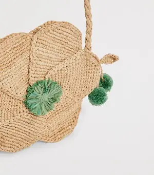 Bonpoint Raffia Jordanie Flower Shoulder Bag - Neutral