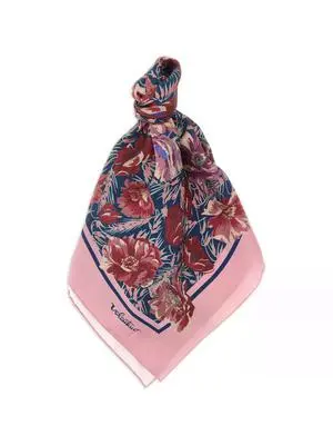 Valentino Garavani Poppies Print Silk Scarf Blue