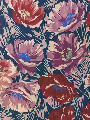 Valentino Garavani Poppies Print Silk Scarf - Blue