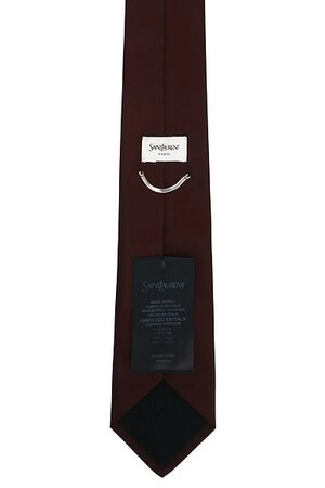 Saint Laurent Plain Silk Neck Tie - Bordeaux