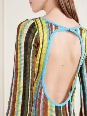 Staud Lorena Striped Knitted Maxi Dress