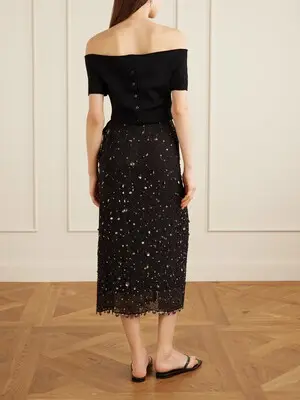 Staud Mer Embellished Chiffon Midi Wrap Skirt