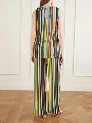 Staud Ali Striped Knitted Straight-leg Trousers