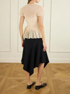 Simone Rocha Embellished Organza Peplum Blouse