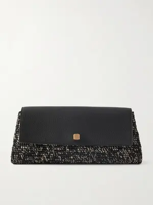 Khaite Audrey Textured-leather And Raffia Clutch - Multi