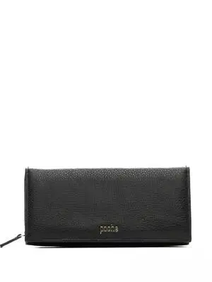 POCHE PARIS Logo-detail Leather Wallet Black