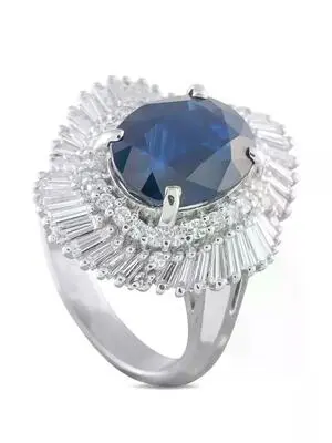 LB EXCLUSIVE Platinum Diamond And Sapphire Ring - Silver