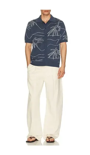 FAR AFIELD Palms Knitted Shirt In . Also - Blue