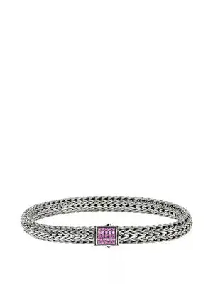 John Hardy Sterling Woven Bracelet With Pink Sapphire - Silver