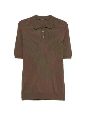 Tagliatore Kart Textured Button Polo Shirt - Brown