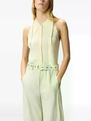 Pinko Ribbed Knit Button-up Top