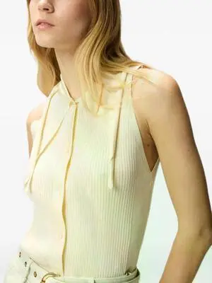 Pinko Ribbed Knit Button-up Top