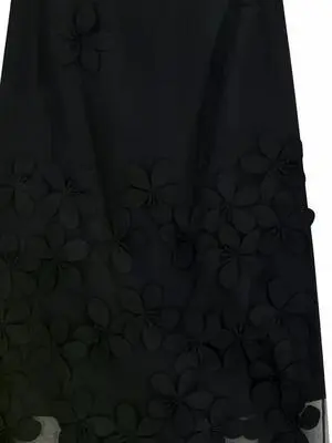 Liviana Conti Floral Appliqué Pencil Skirt - Black