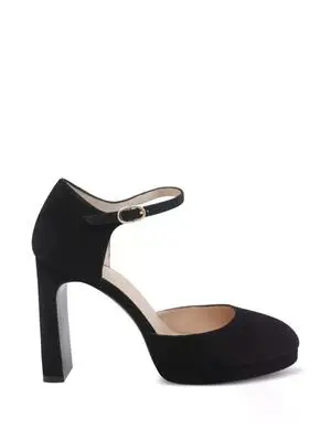 STUART WEITZMAN Babette Round Toe Buckle Pumps - Black