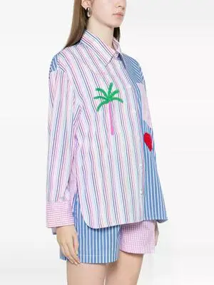 SUSANNA BLU Striped Embroidered Shirt