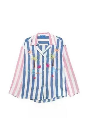 SUSANNA BLU Striped Embroidered Shirt