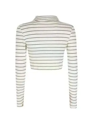 ALYSI Striped Cropped Polo Shirt