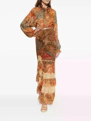 Etro Ruffled Paisley-print Maxi Skirt