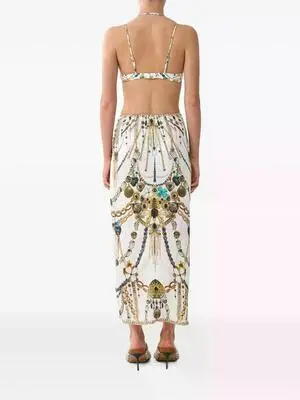 Camilla Tie-front Midi Skirt In Chain Print