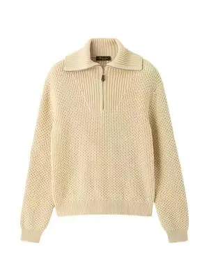 Loro Piana Waffle Knit Quarter-zip Sweater - Neutrals