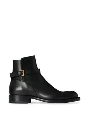 THE ROW Nobilis Buckle Leather Ankle Boots