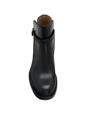 THE ROW Nobilis Buckle Leather Ankle Boots