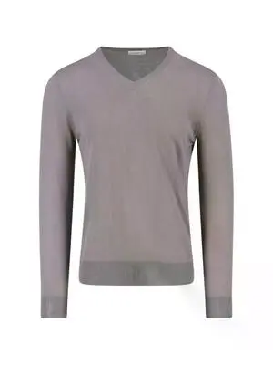 BALLANTYNE V-neck Long Sleeve Sweater - Grey