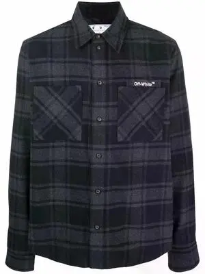 Off-White Outline-arrows Flannel Shirt - Grey