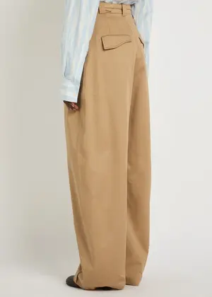 Sportmax Belted Cotton Wide-leg Trousers - Brown