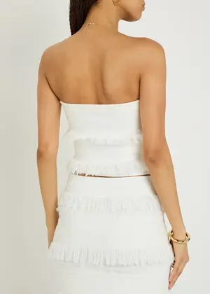 Simkhai Cairo Fringed Strapless Knit Top - Ivory