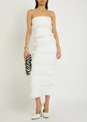 Simkhai Cairo Fringed Strapless Knit Top - Ivory
