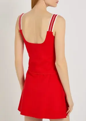 SPENCE Court Piqué Ponte Top With Striped Terry Shoulder Straps