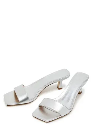 AeydĒ Gilly 55 Metallic Nappa Sandals - Silver