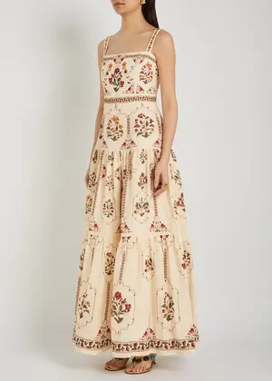 Agua Bendita Lina Printed Linen Maxi Dress