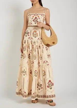 Agua Bendita Lina Printed Linen Maxi Dress