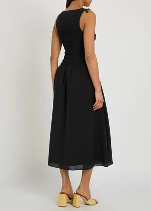 Paige Shirred Woven Midi Dress