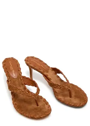GIANVITO ROSSI Zaira 70 Woven Nappa And Suede Sandals - Brown