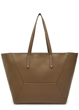 Brunello Cucinelli Medium Grained Leather Tote Bag With Beading - Brown