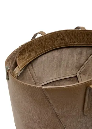Brunello Cucinelli Medium Grained Leather Tote Bag With Beading - Brown