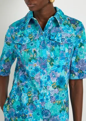 Chloé Floral Print Stretch-cotton Shirt Dress
