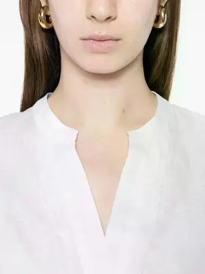 TRAME AUREE Sleeveless V-neck Linen Shirt